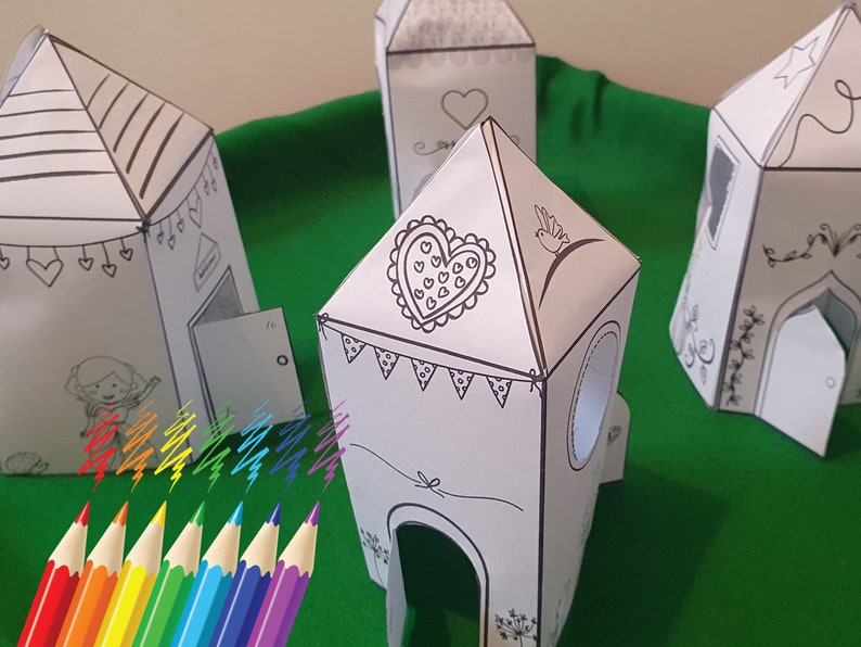 Princess Houses 3D Colouring/coloring Printable Templates - Etsy UK