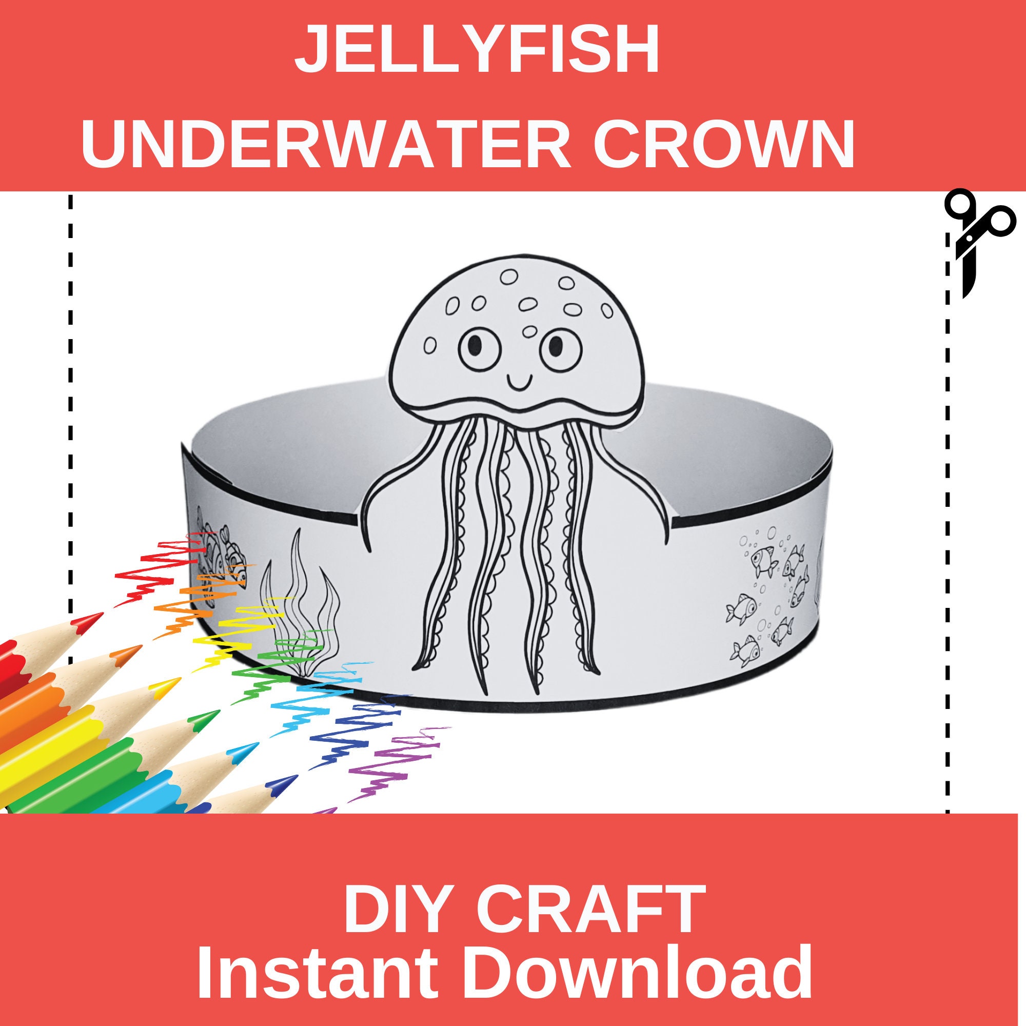 DIY Jellyfish Sealife Underwater Ocean Creatures Animal Crown Birthday ...
