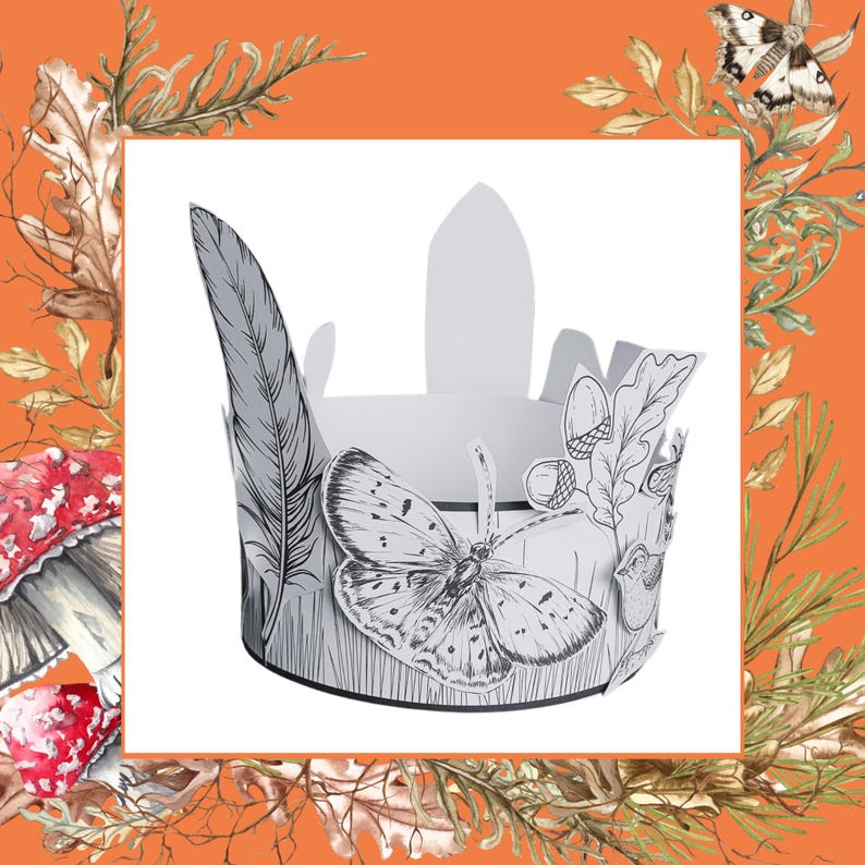 DIY Woodland Forest Crown Birthday Party Decoration Costume Colouring ...
