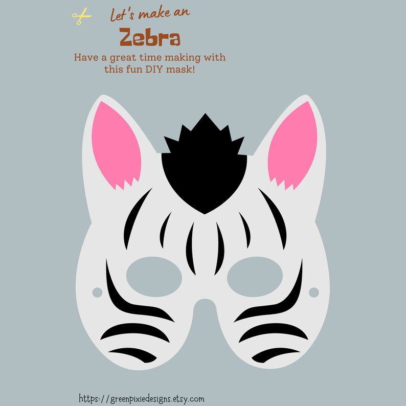 Zebra Jungle Safari Animal Theme Costume Birthday Party Masks Make Your ...