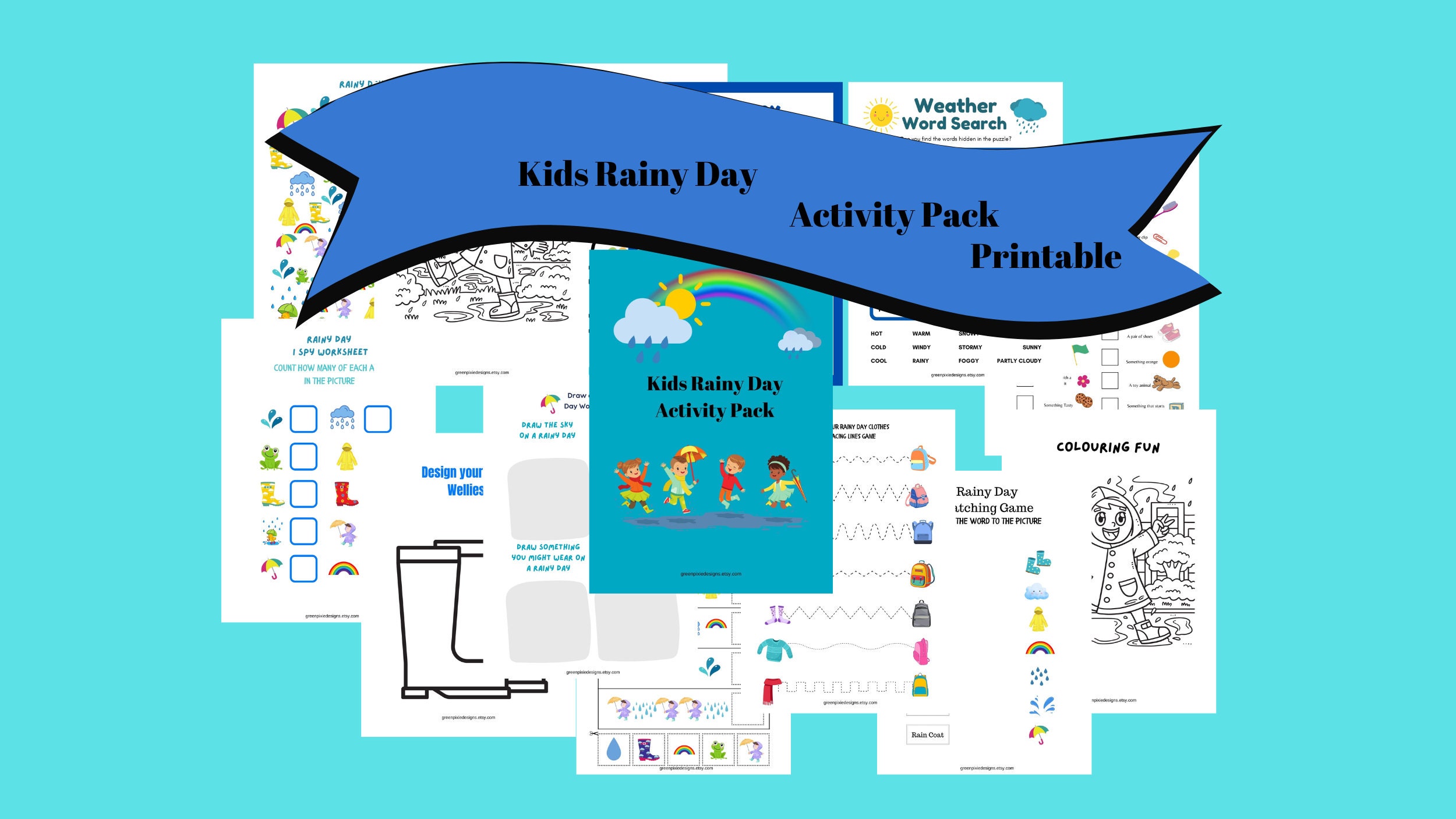 Kids Rainy Day Activity Pack Printable, DIGITAL DOWNLOAD, Preschool ...