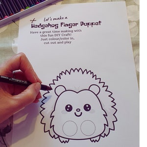 Hedgehog Finger Puppet Easy Paper Card Colouring Coloring Crafts ...