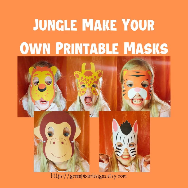 Jungle Safari Animal Theme Costume Masks Make Your Own Mask 5 DIY ...