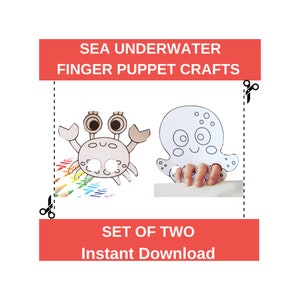 Sea Life Finger Puppet Set: Crab & Octopus Colouring Craft (PDF) - Etsy