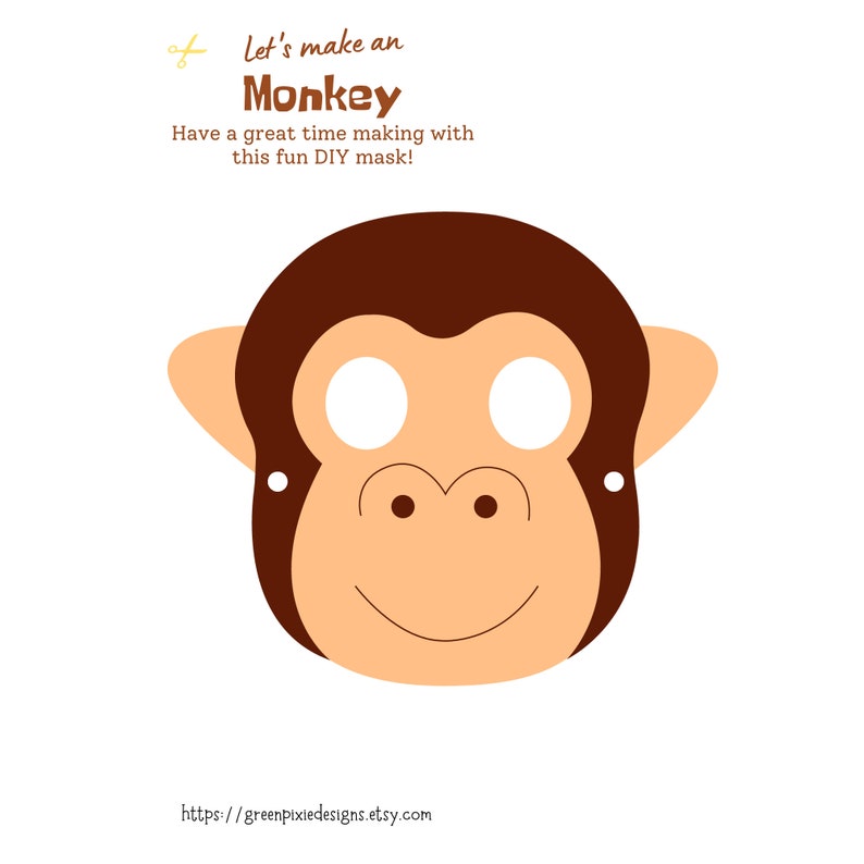 Monkey Jungle Safari Animal Theme Costume Birthday Party Masks Make ...
