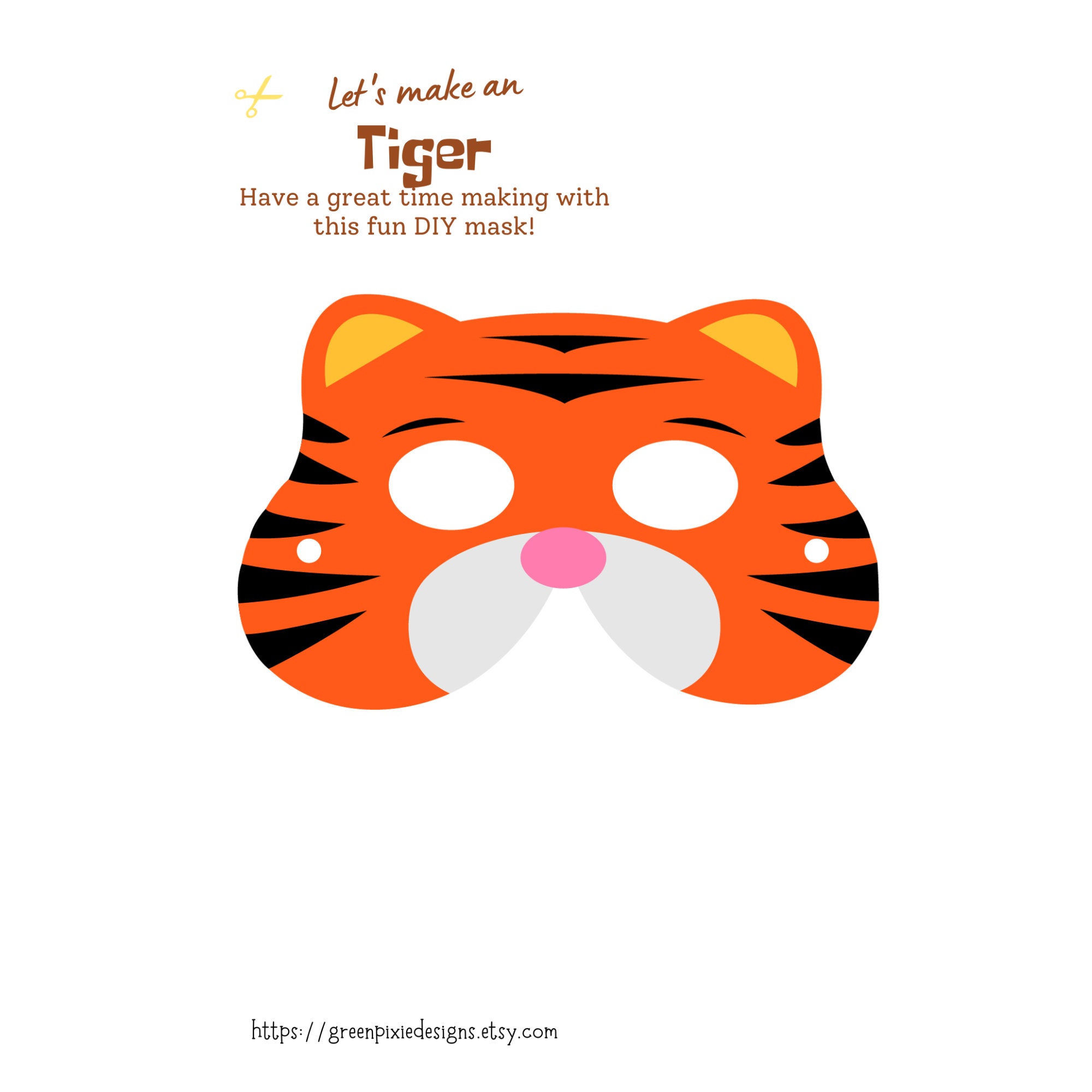 Tiger Jungle Safari Animal Theme Costume Birthday Party Masks Make Your ...