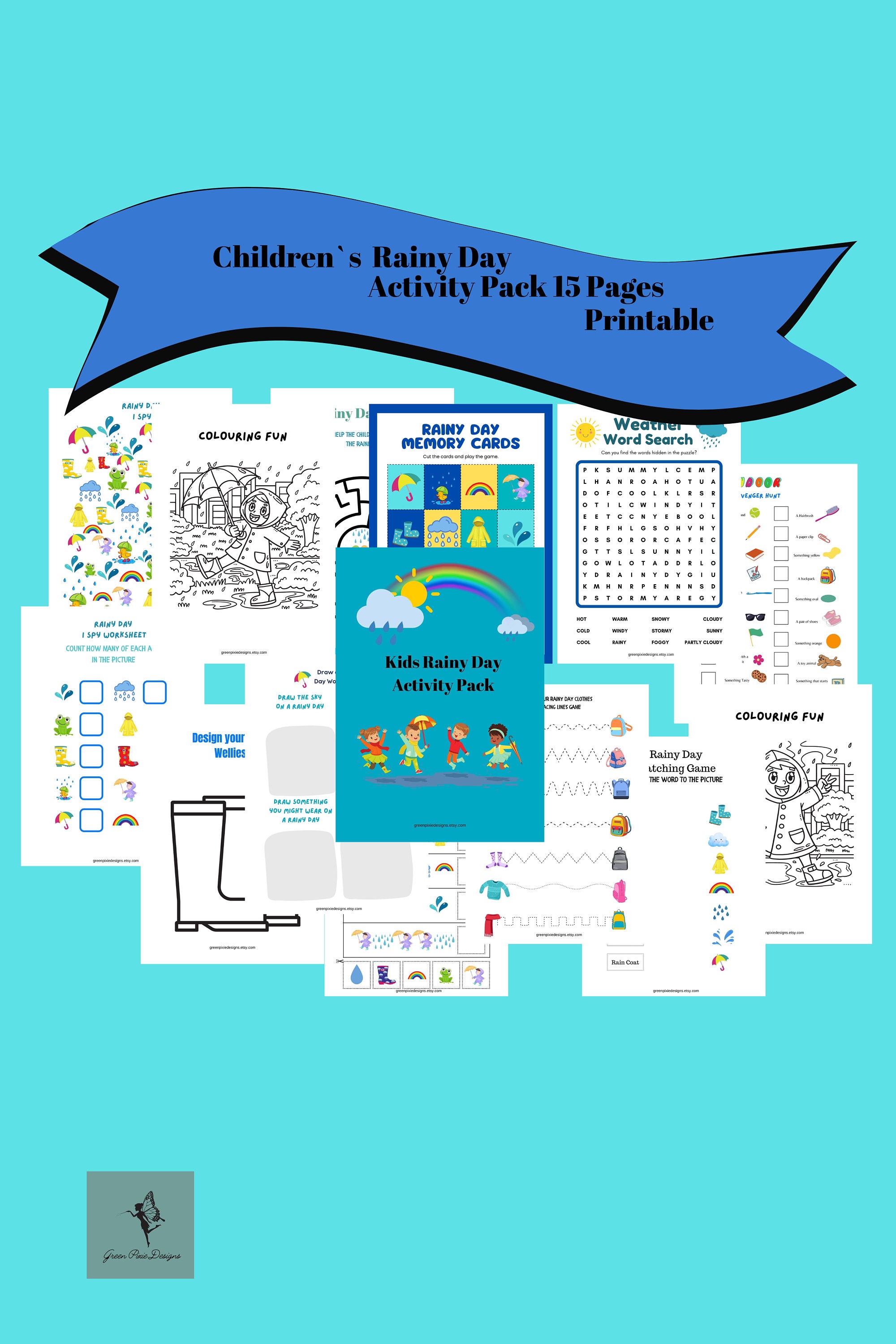 Kids Rainy Day Activity Pack Printable, DIGITAL DOWNLOAD, Preschool ...