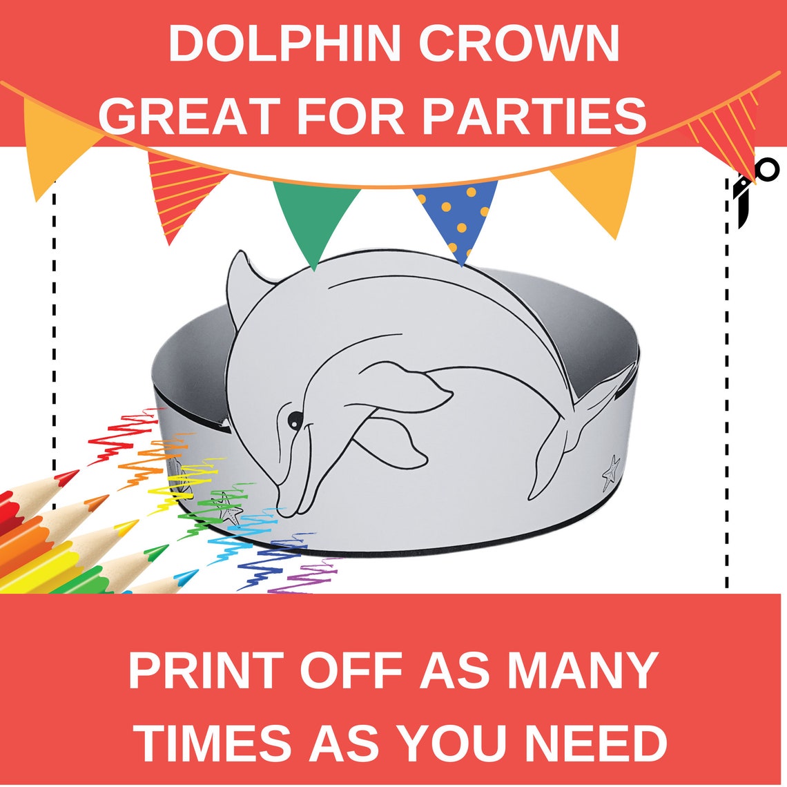 DIY Dolphin Sealife Underwater Ocean Creatures Crown Birthday Party ...