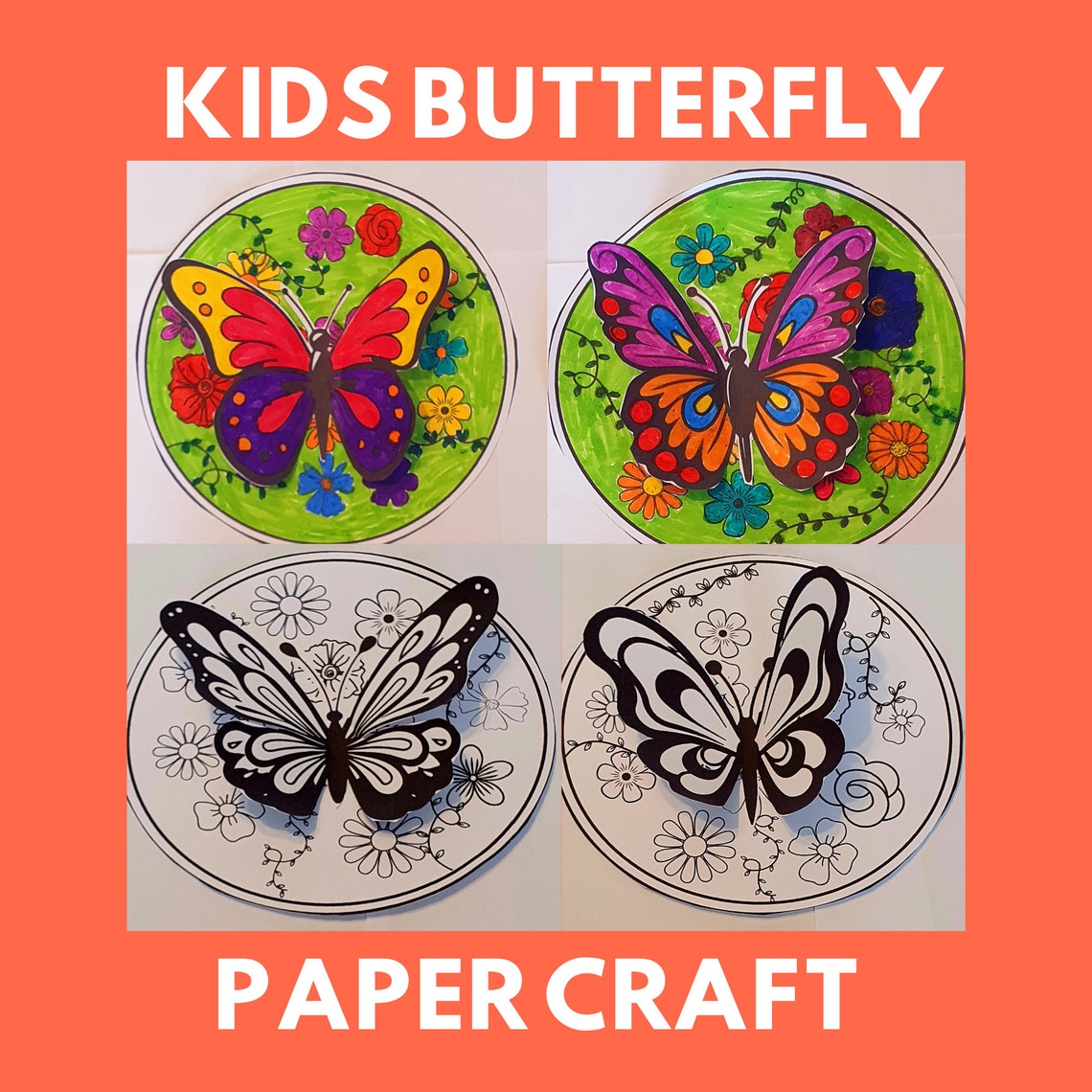 Butterfly Craft 3D Colouring/coloring Printable Four Templates, Art ...