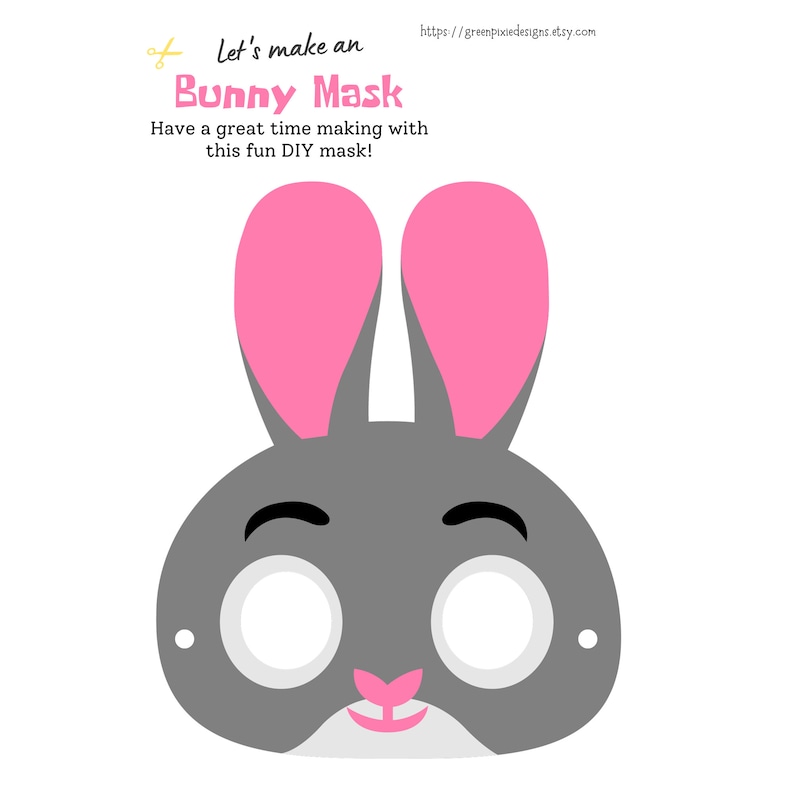 Easter Bunny Rabbit Animal Costume Mask Masquerade DIY Printable Party ...