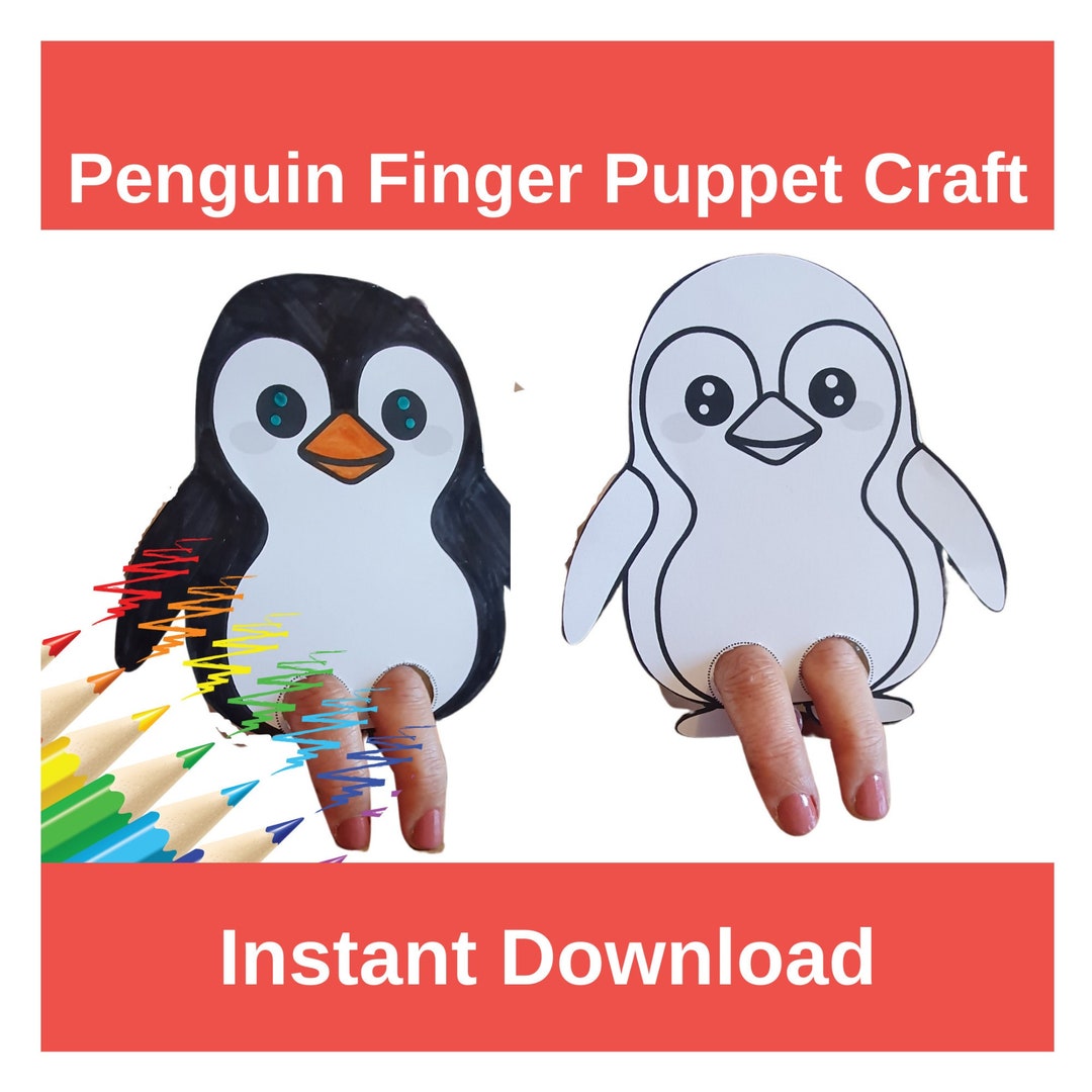 Penguin Finger Puppet: Kids' Coloring Craft (PDF Download) - Etsy UK