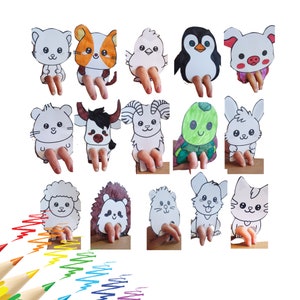 15 DIY Animal Finger Puppet Easy Card Colouring Crafts Printable Kids ...