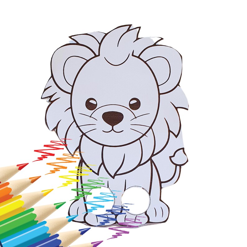 4 Jungle Safari Animal Finger Puppet Set Easy Card Colouring Crafts ...