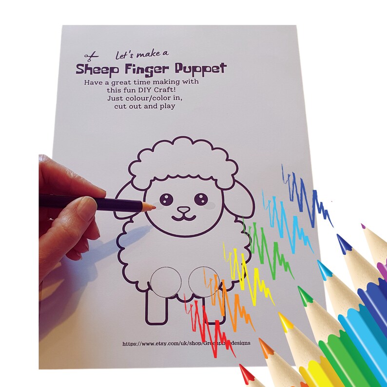 Sheep Farm Finger Puppet Easy Paper Card Colouring Coloring Crafts ...