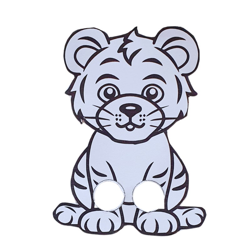 4 Jungle Safari Animal Finger Puppet Set Easy Card Colouring Crafts ...