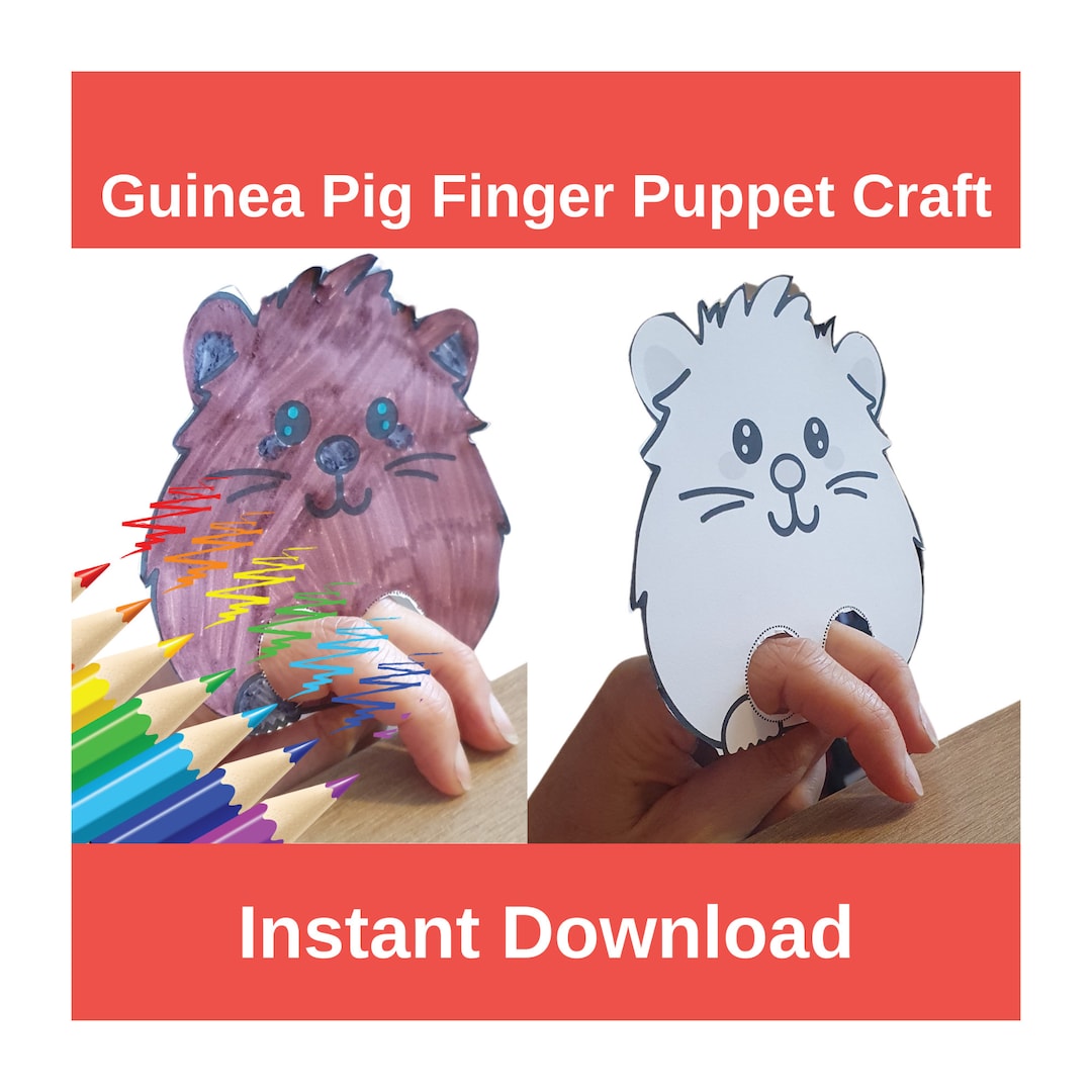 Guinea Pig Pet Finger Puppet Easy Paper Card Colouring Coloring Craft ...