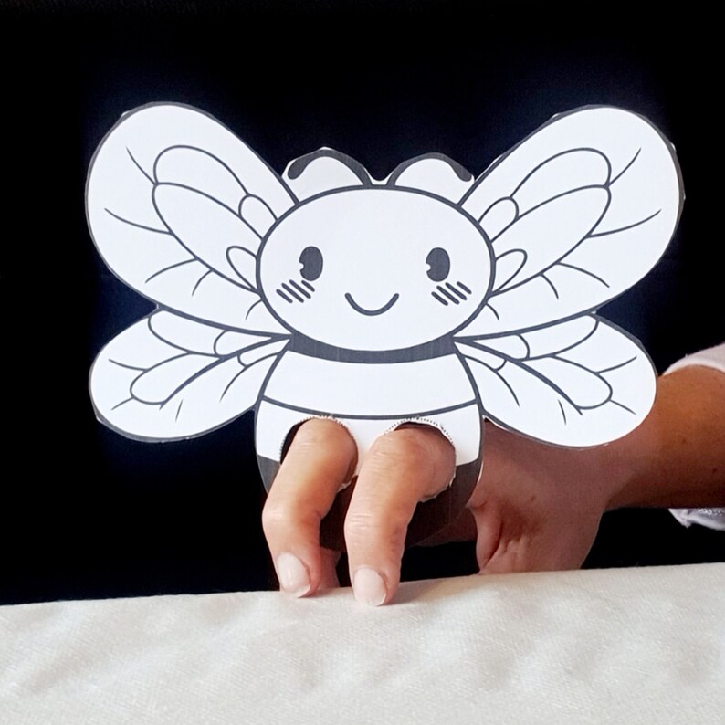 Bee Insect Finger Puppet Easy Paper Card Colouring Crafts Printable ...