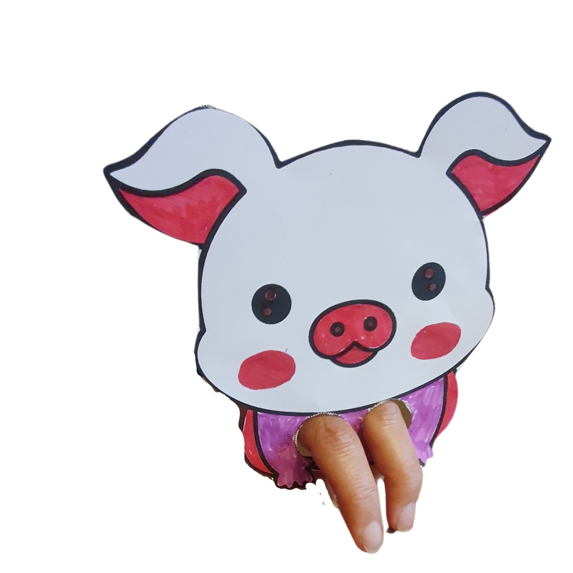 Pig Farm Finger Puppet Easy Paper Card Colouring Coloring Crafts ...
