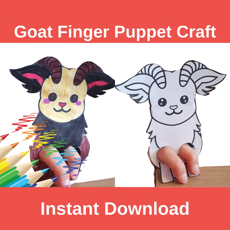 Goat Farm Finger Puppet Easy Paper Card Colouring Coloring Crafts ...