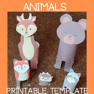 3D Woodland Animals Playset With Trees Printable Templates , Paper Card ...