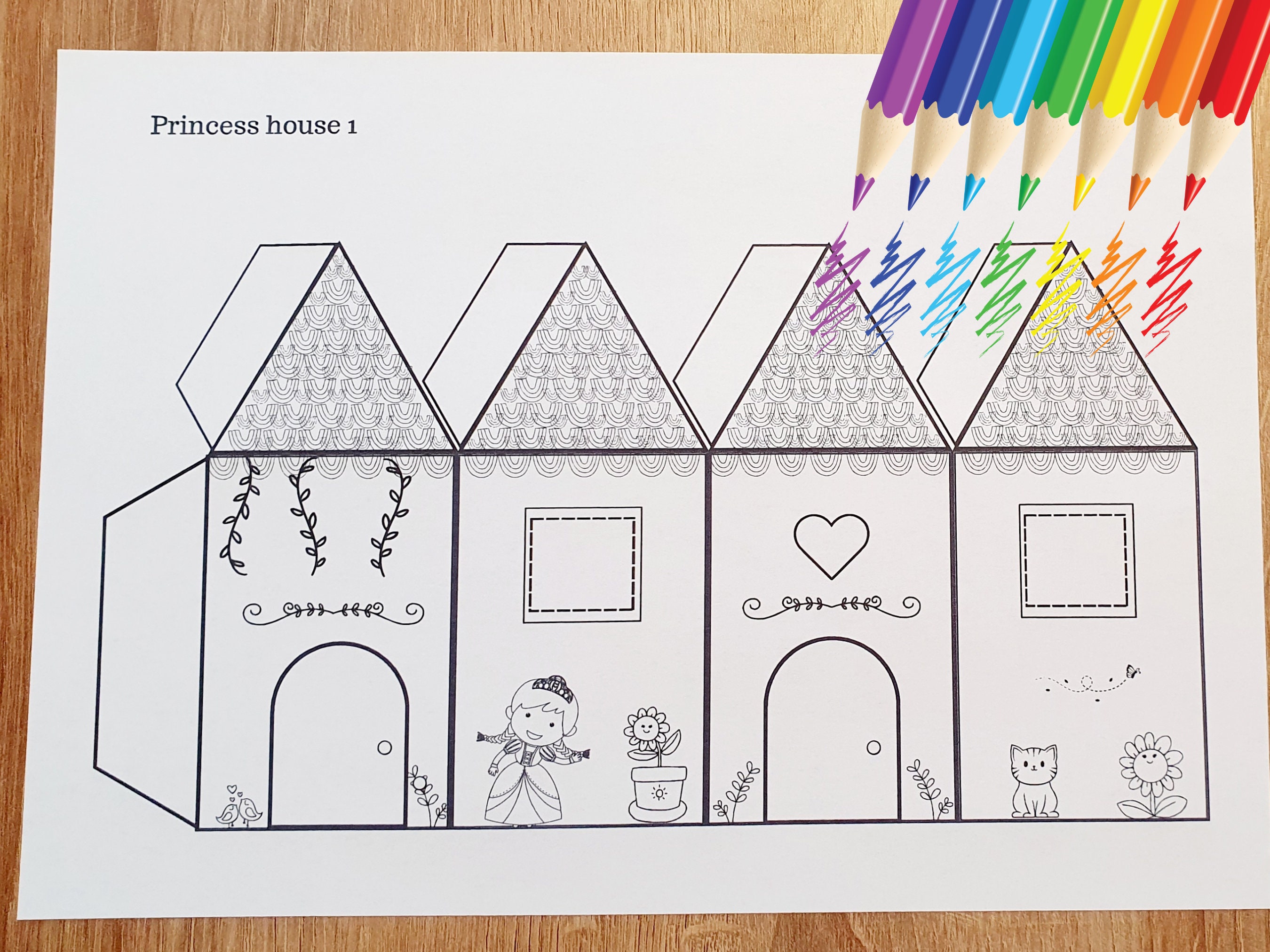 Princess Houses 3D Colouring/coloring Printable Templates - Etsy UK