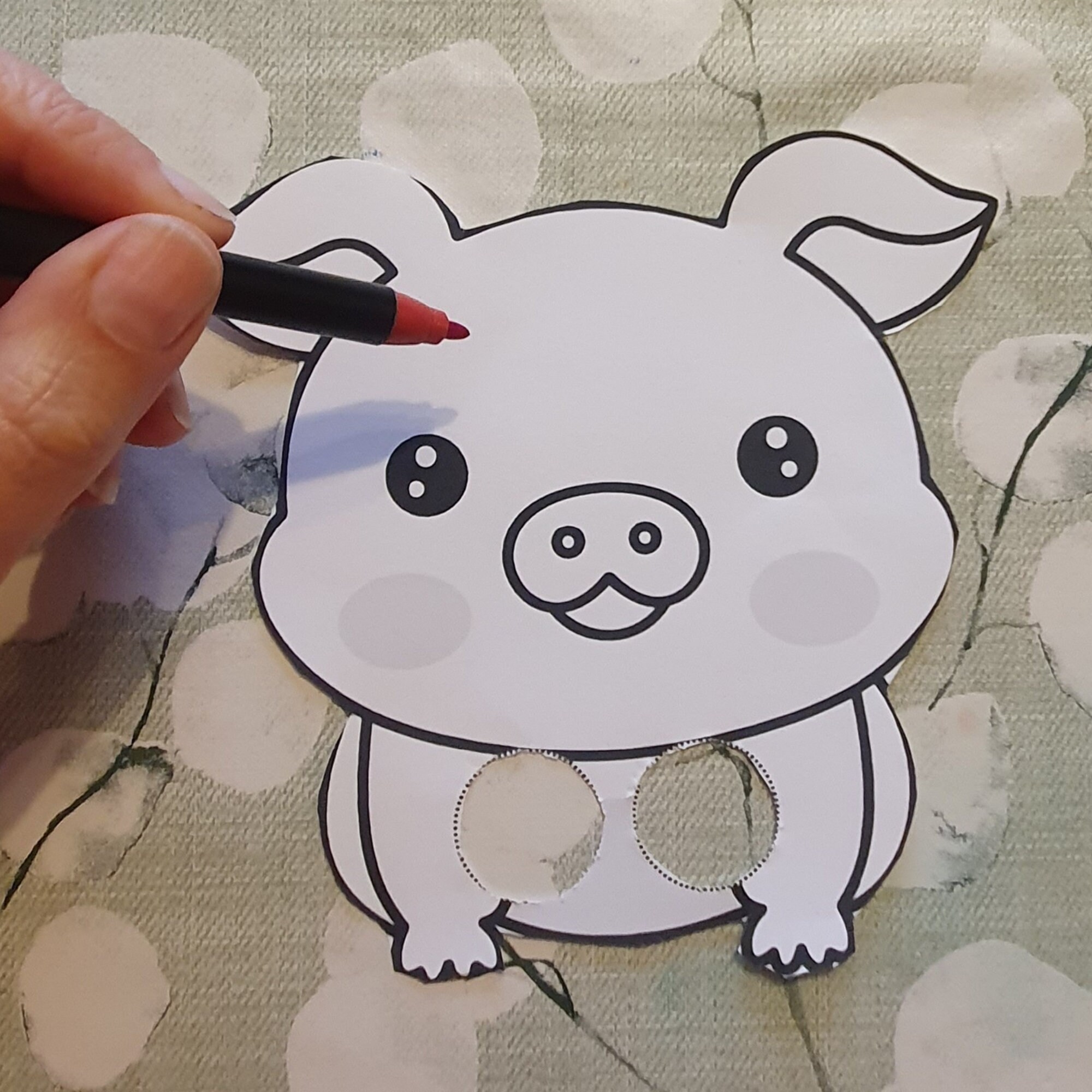 Pig Farm Finger Puppet Easy Paper Card Colouring Coloring Crafts ...