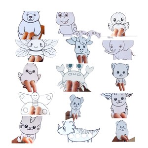 33 DIY Animals Finger Puppet Craft Easy Card Colouring Crafts Printable ...