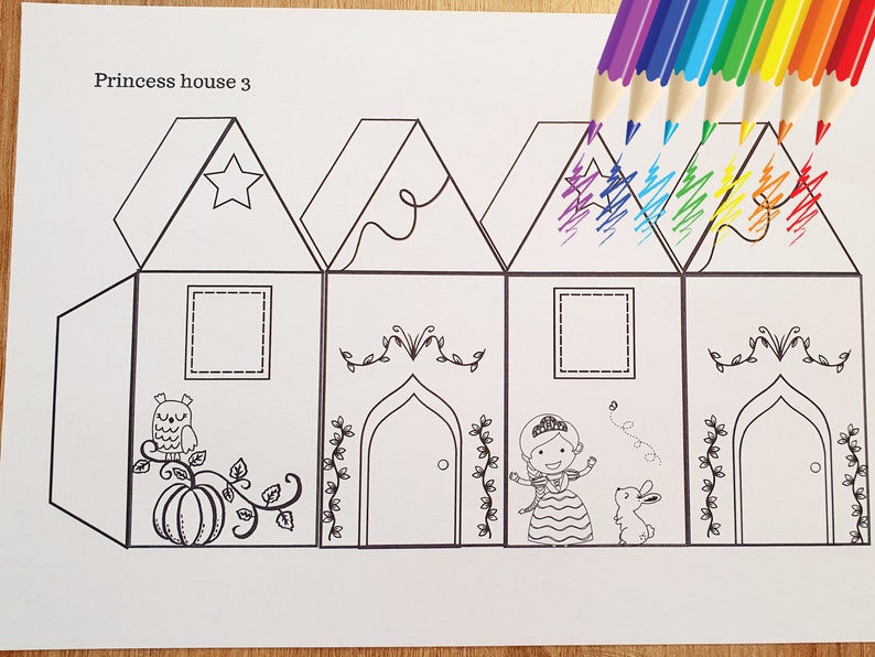 Princess Houses 3D Colouring/coloring Printable Templates - Etsy UK