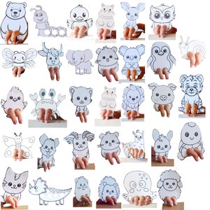 33 DIY Animals Finger Puppet Craft Easy Card Colouring Crafts Printable ...