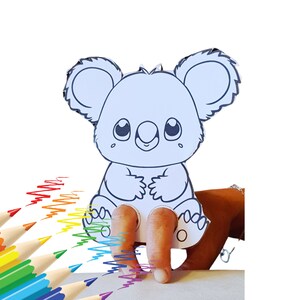 2 Australian Animals Finger Puppet Set Easy Card Colouring Crafts ...