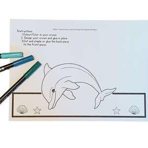 DIY Dolphin Crown: Printable Colouring Party Hat (PDF Download) - Etsy