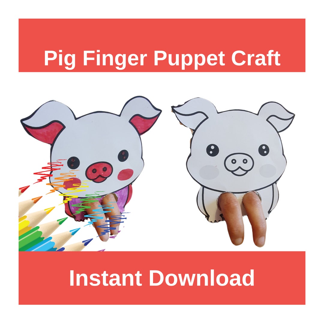 Pig Farm Finger Puppet Easy Paper Card Colouring Coloring Crafts ...