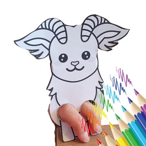 Goat Farm Finger Puppet Easy Paper Card Colouring Coloring Crafts ...