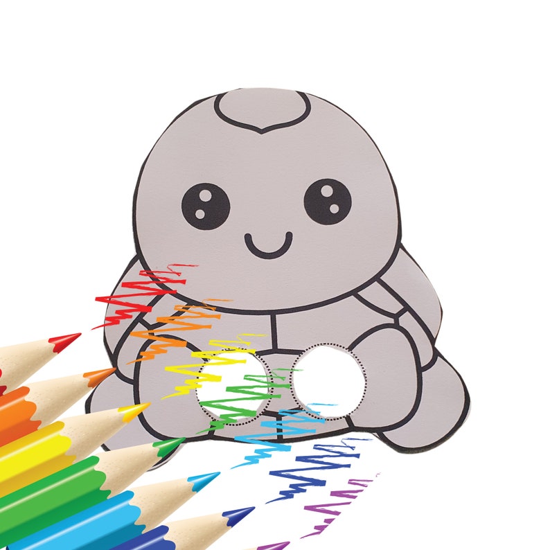 Turtle Finger Puppet Easy Paper Card Colouring Coloring Crafts ...