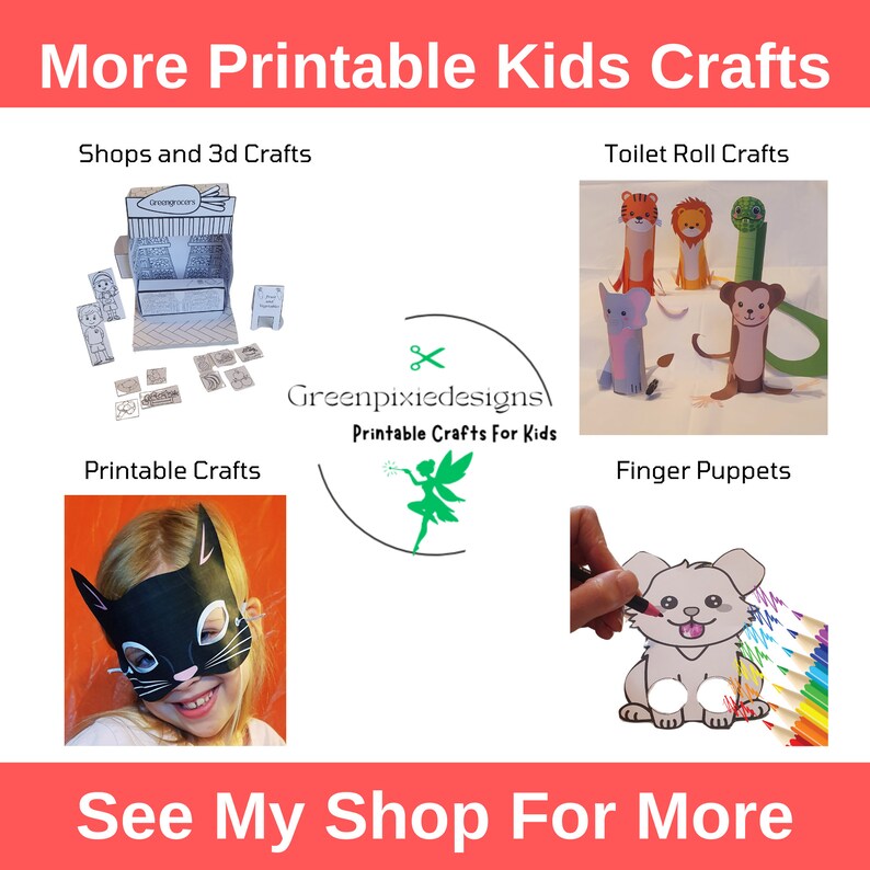 15 DIY Animal Finger Puppet Easy Card Colouring Crafts Printable Kids ...