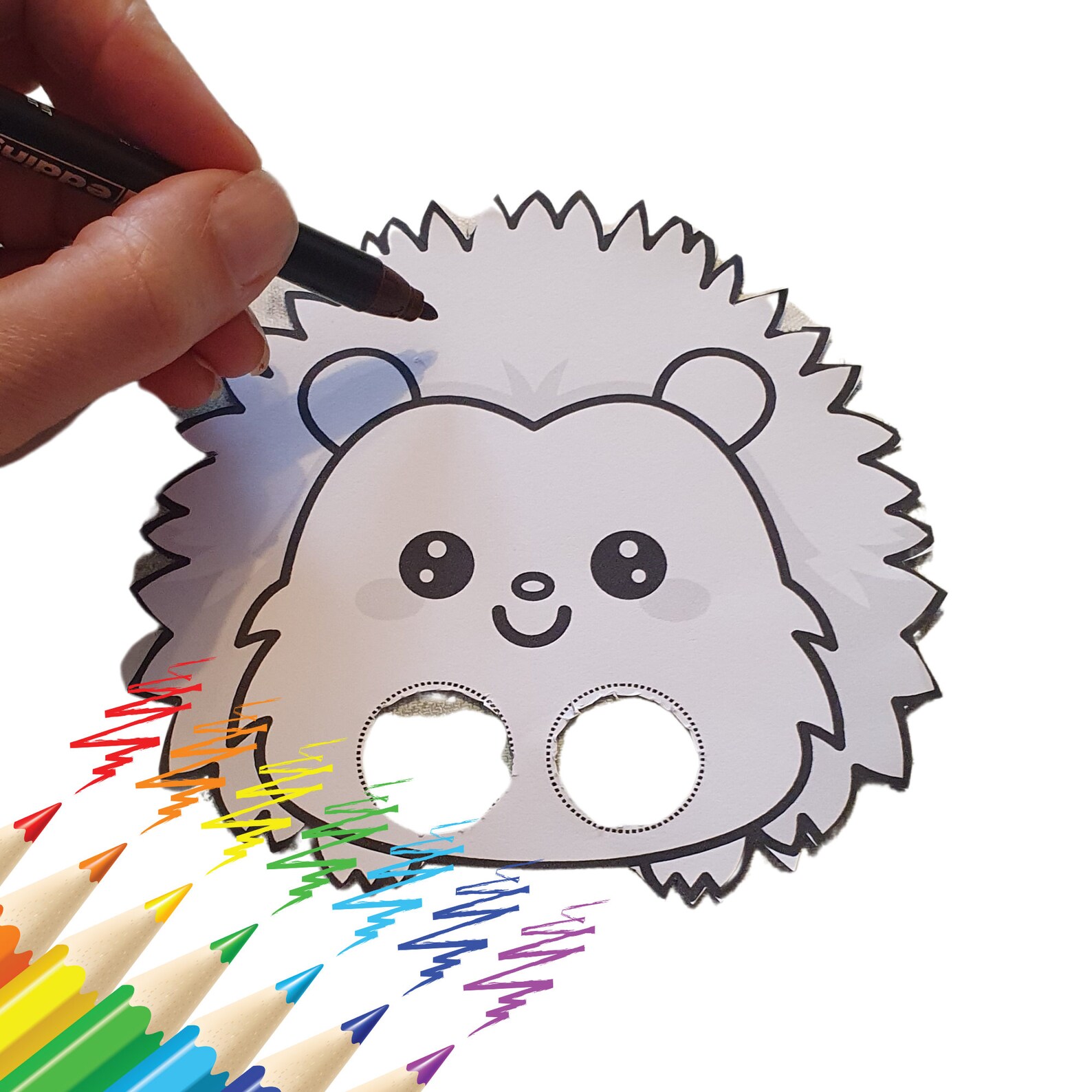 Hedgehog Finger Puppet Easy Paper Card Colouring Coloring Crafts ...