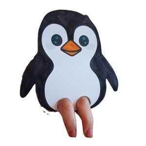 Penguin Finger Puppet Easy Paper Card Colouring Coloring Crafts ...