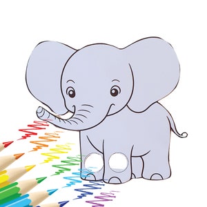 4 Jungle Safari Animal Finger Puppet Set Easy Card Colouring Crafts ...