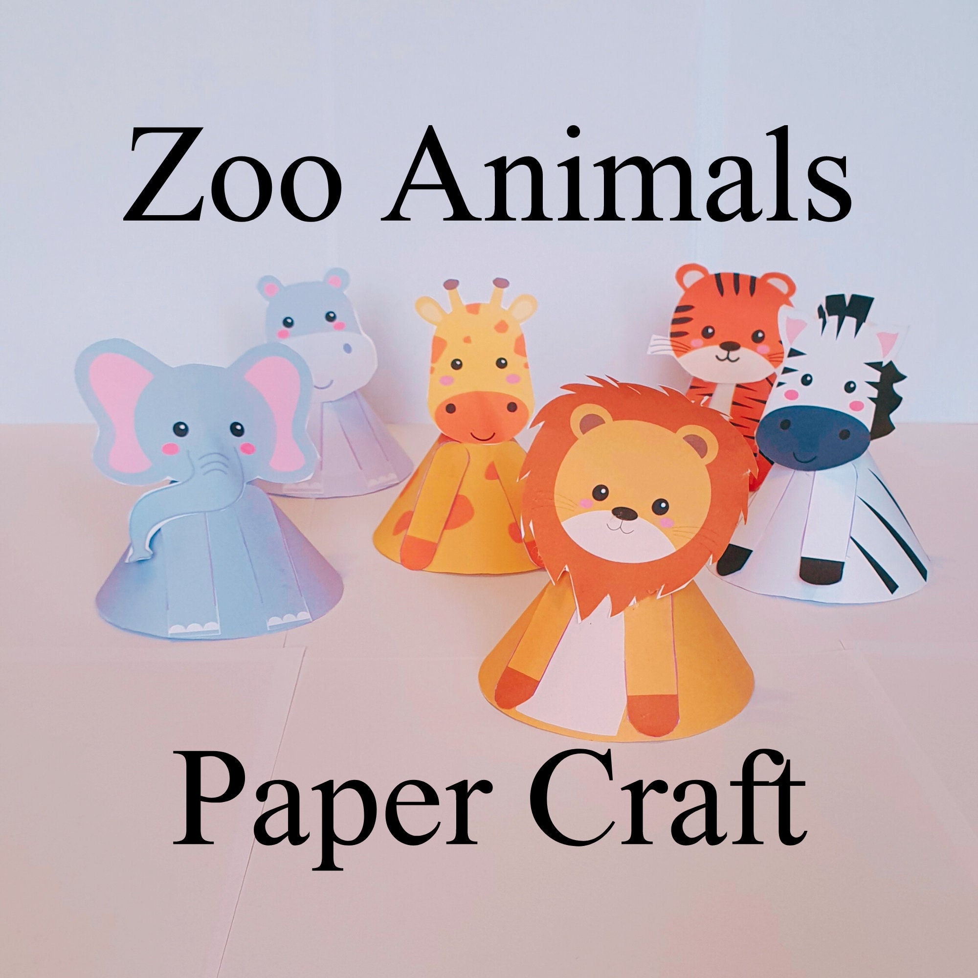 Zoo Animals Toys 3D Paper Printable Kids Kit PDF Craft, African Animals ...