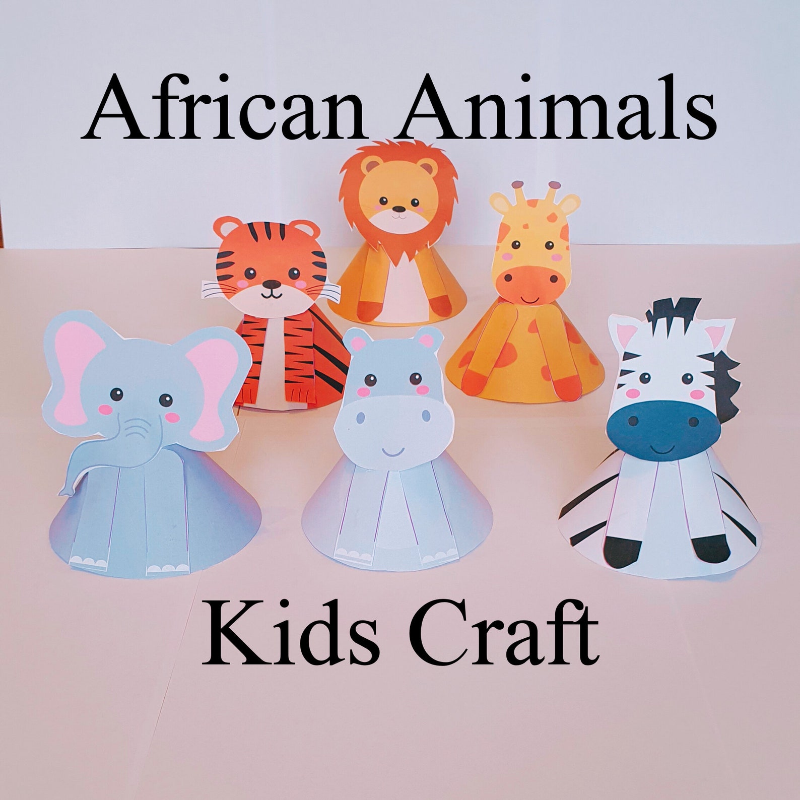 Zoo Animals Toys 3D Paper Printable Kids Kit PDF Craft, African Animals ...