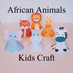 Zoo Animals Toys 3D Paper Printable Kids Kit PDF Craft, African Animals ...