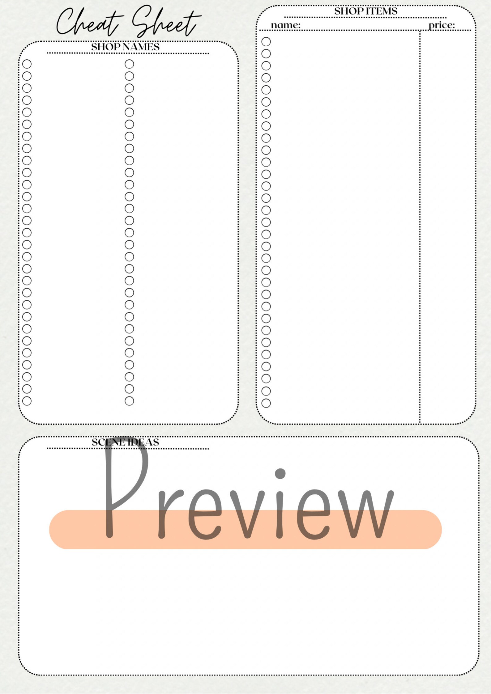 A4 Dungeon Master (DM) Helper Tool Sheets | World Building | Session ...