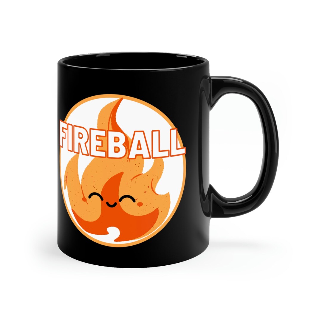 Dnd Cute Fireball 11oz Black Mug - Etsy