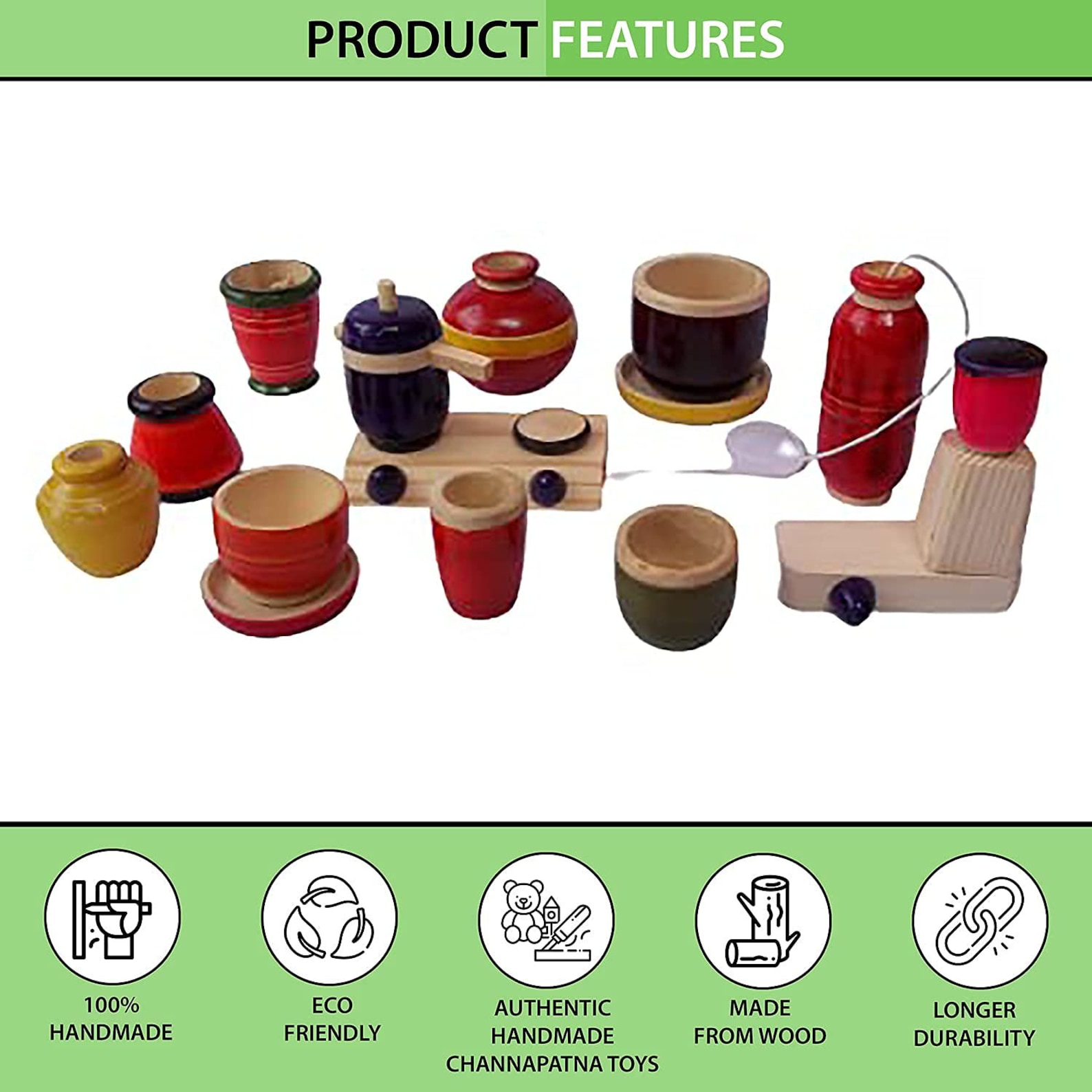 Channapatna Toys Traditional Wooden Cooking/kitchen Toys Play - Etsy