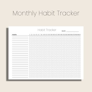 Monthly Habit Tracker Printable Landscape A4/A5/US Letter - Etsy