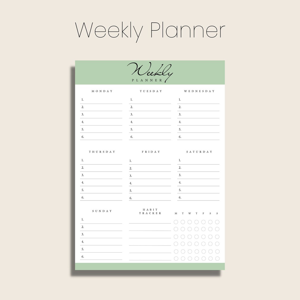 Weekly Planner Printable A4/A5/US Letter Instant Download - Etsy