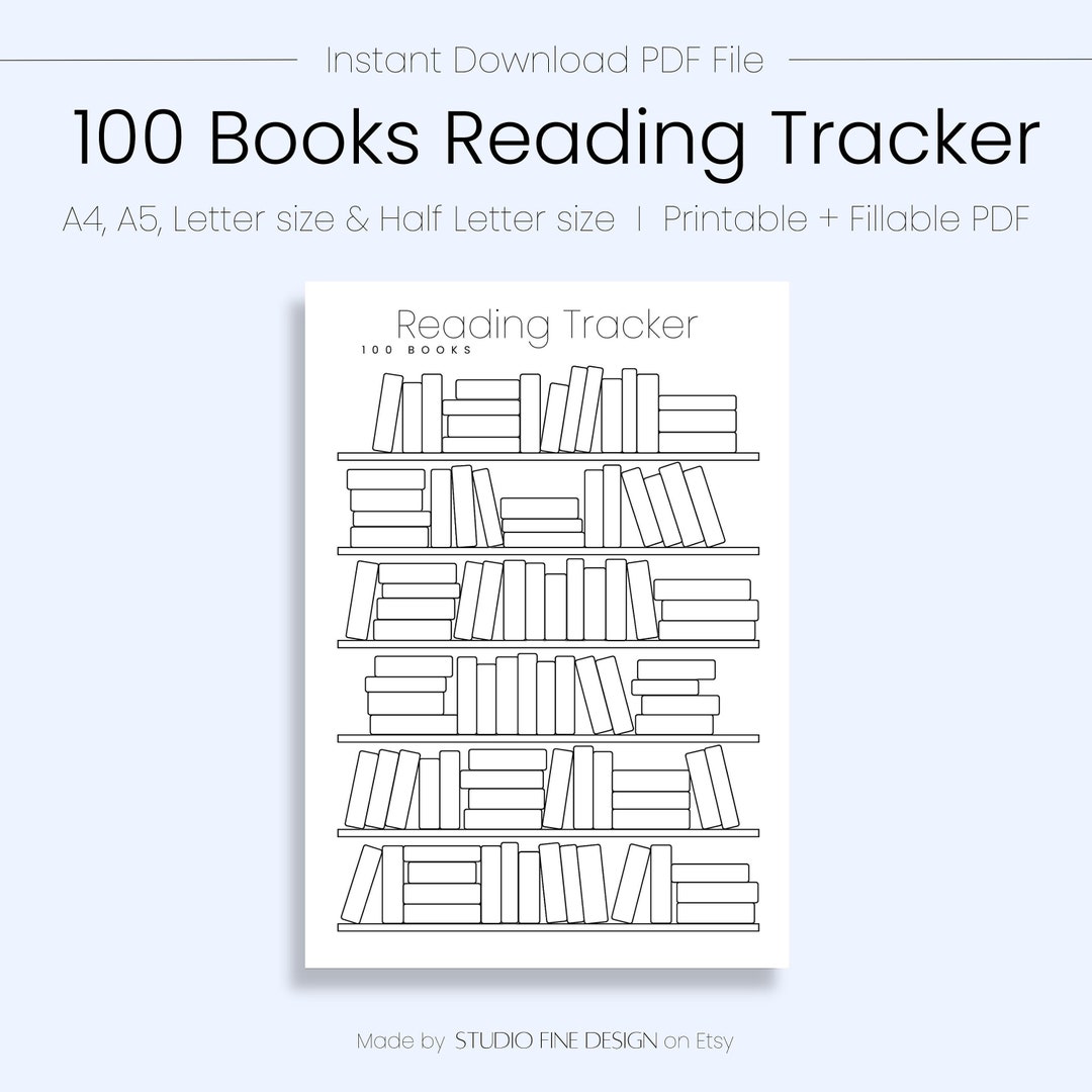100 Books Reading Tracker, Reading Journal, Reading Tracker, Book ...