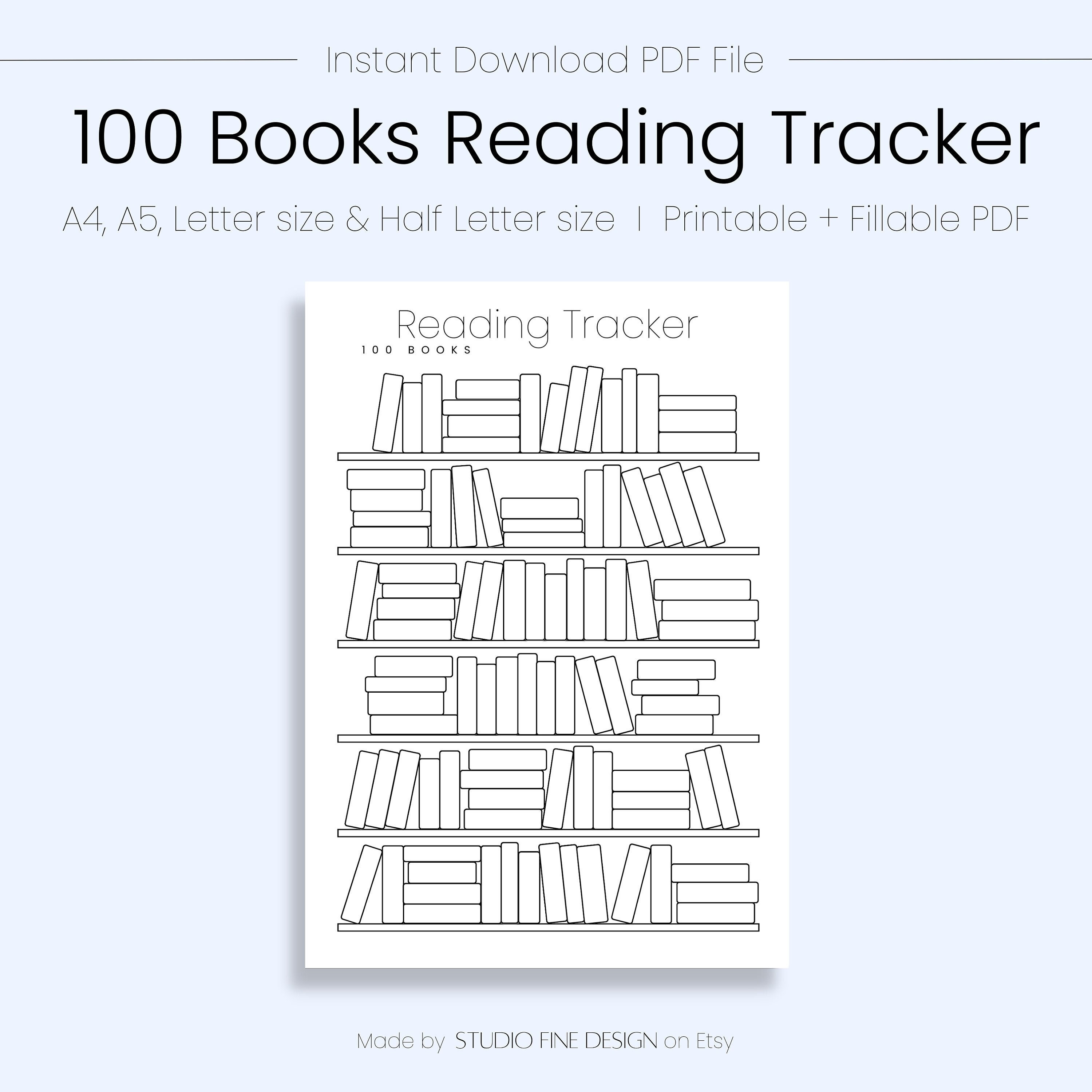 100 Books Reading Tracker, Reading Journal, Reading Tracker, Book ...