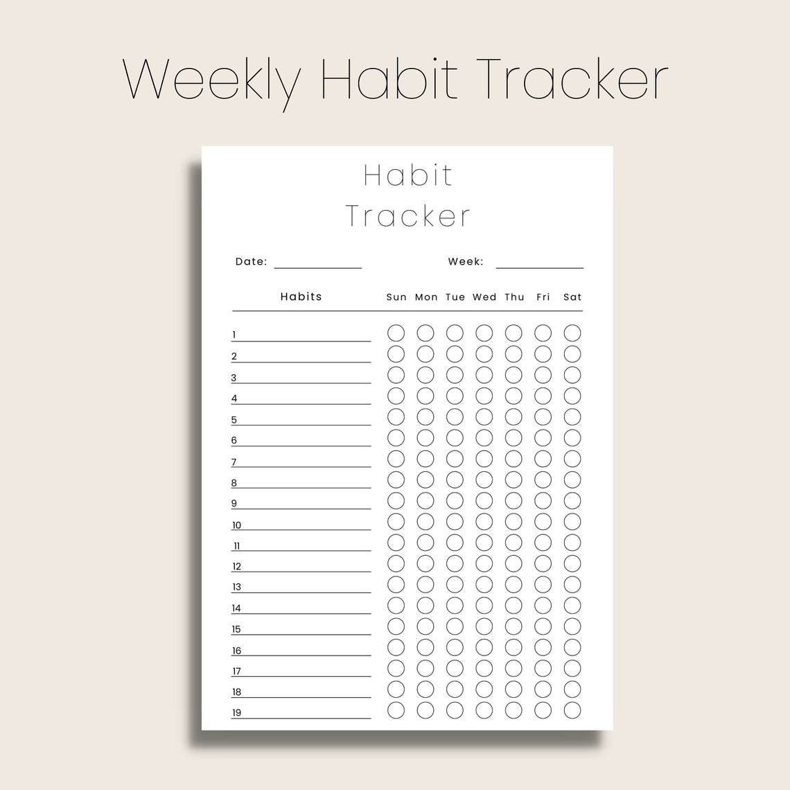 Weekly Habit Tracker Printable A4/A5/US Letter Instant - Etsy