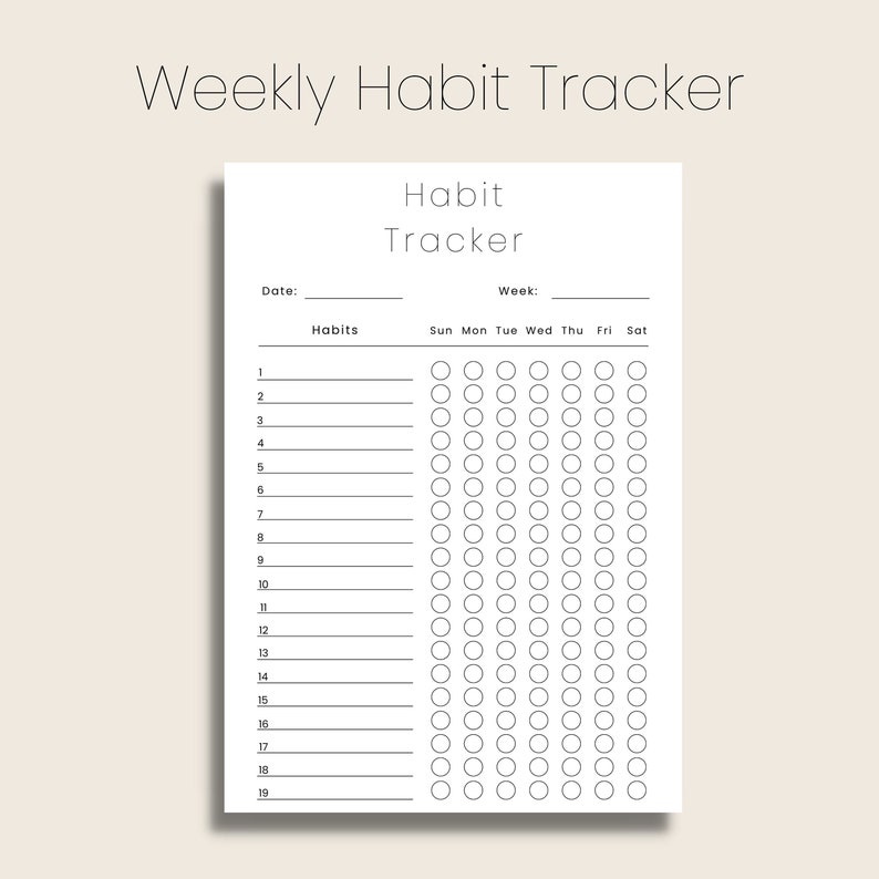 Weekly Habit Tracker Printable A4/A5/US Letter Instant - Etsy